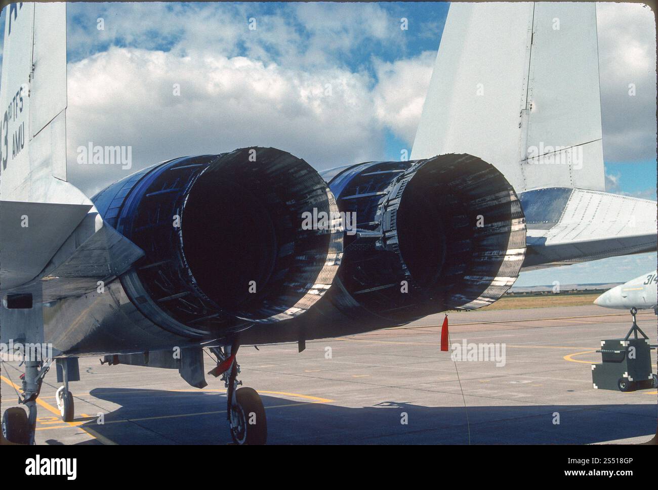Pratt&Whitney F-100 afterburner nozzles on an F-15A assigned to 43rd ...