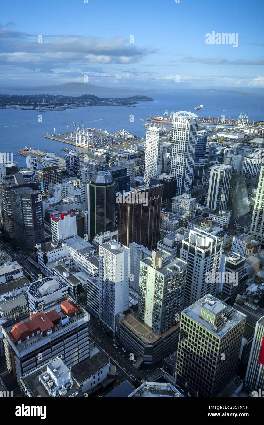 Auckland city center aerial view, New Zealand. Auckland aerial view ...