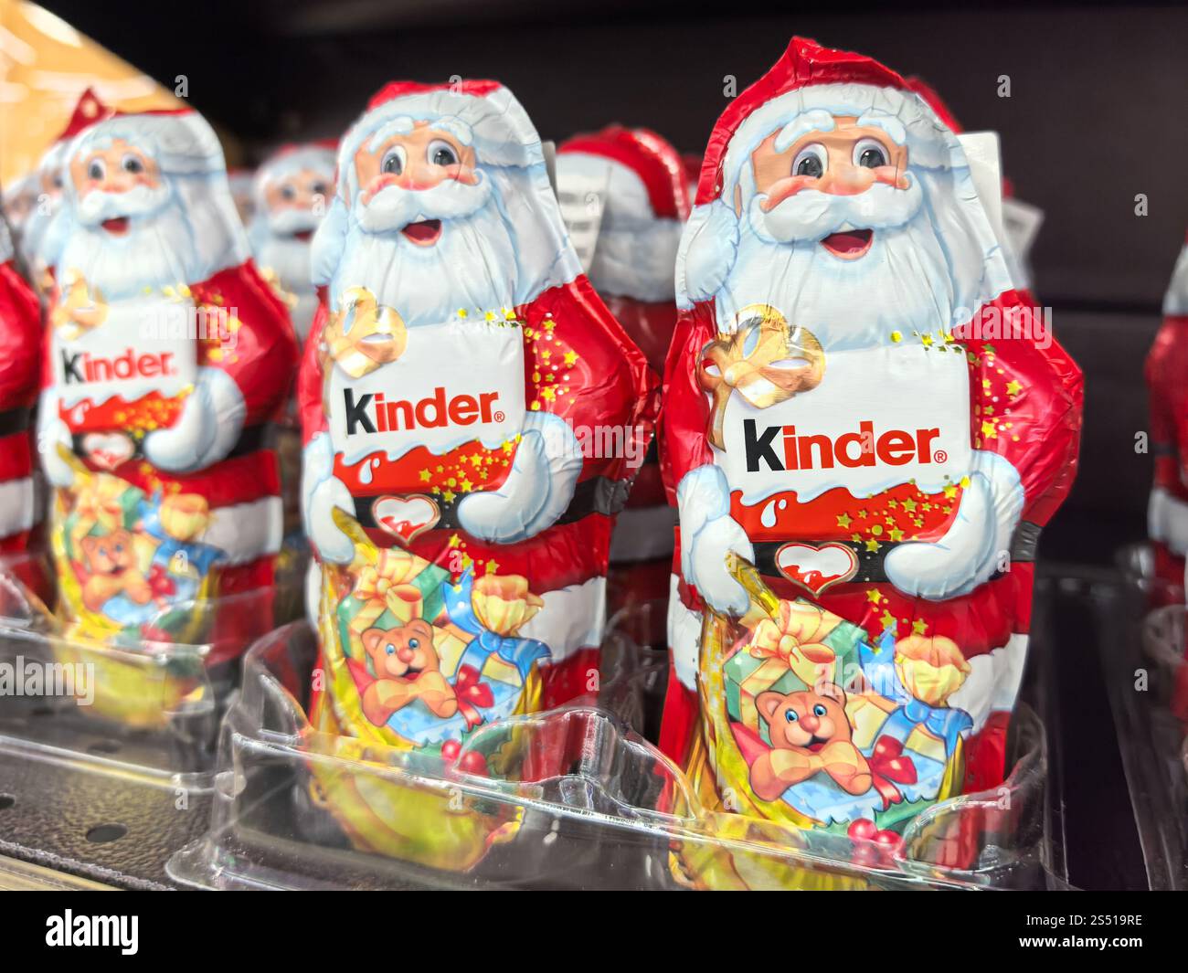 Bobruisk, Belarus - January 4, 2025: Colorful chocolate Santas are ...