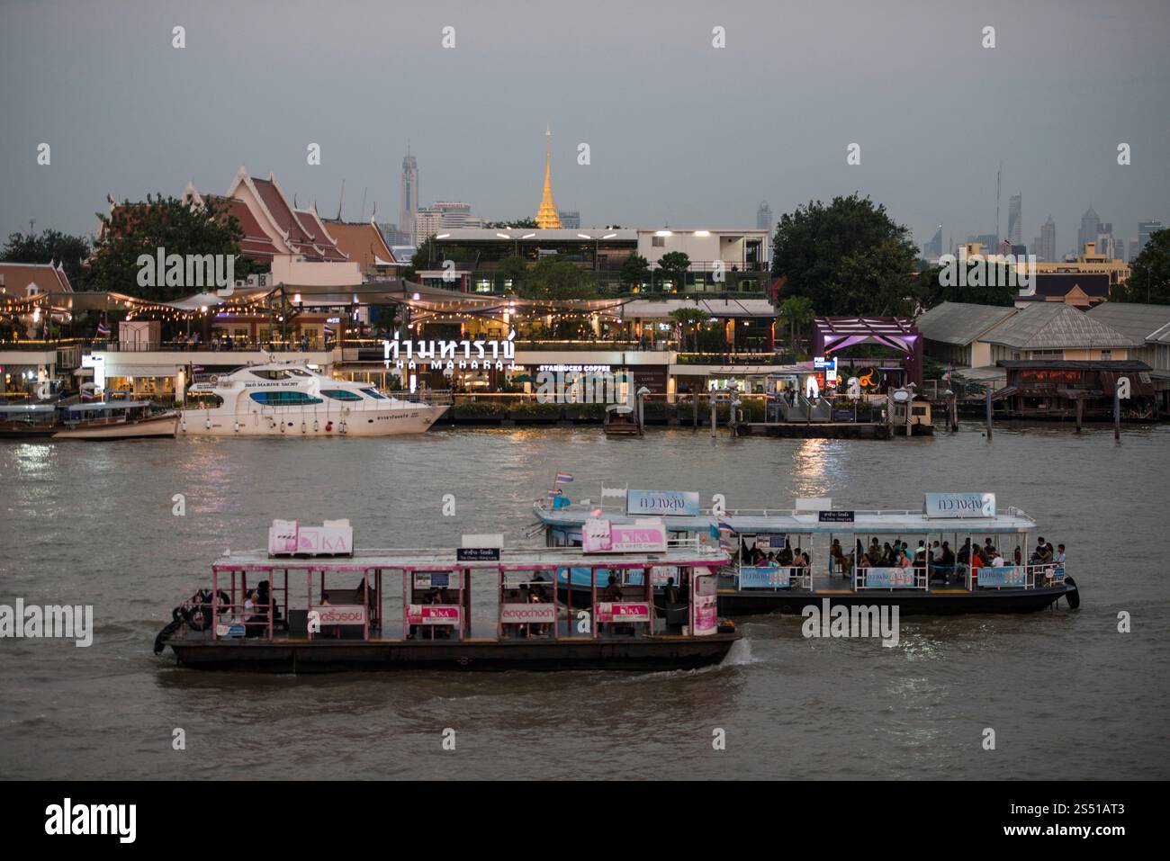 the Tha Maharaj at the chao phraya river in the city of Bangkok in ...