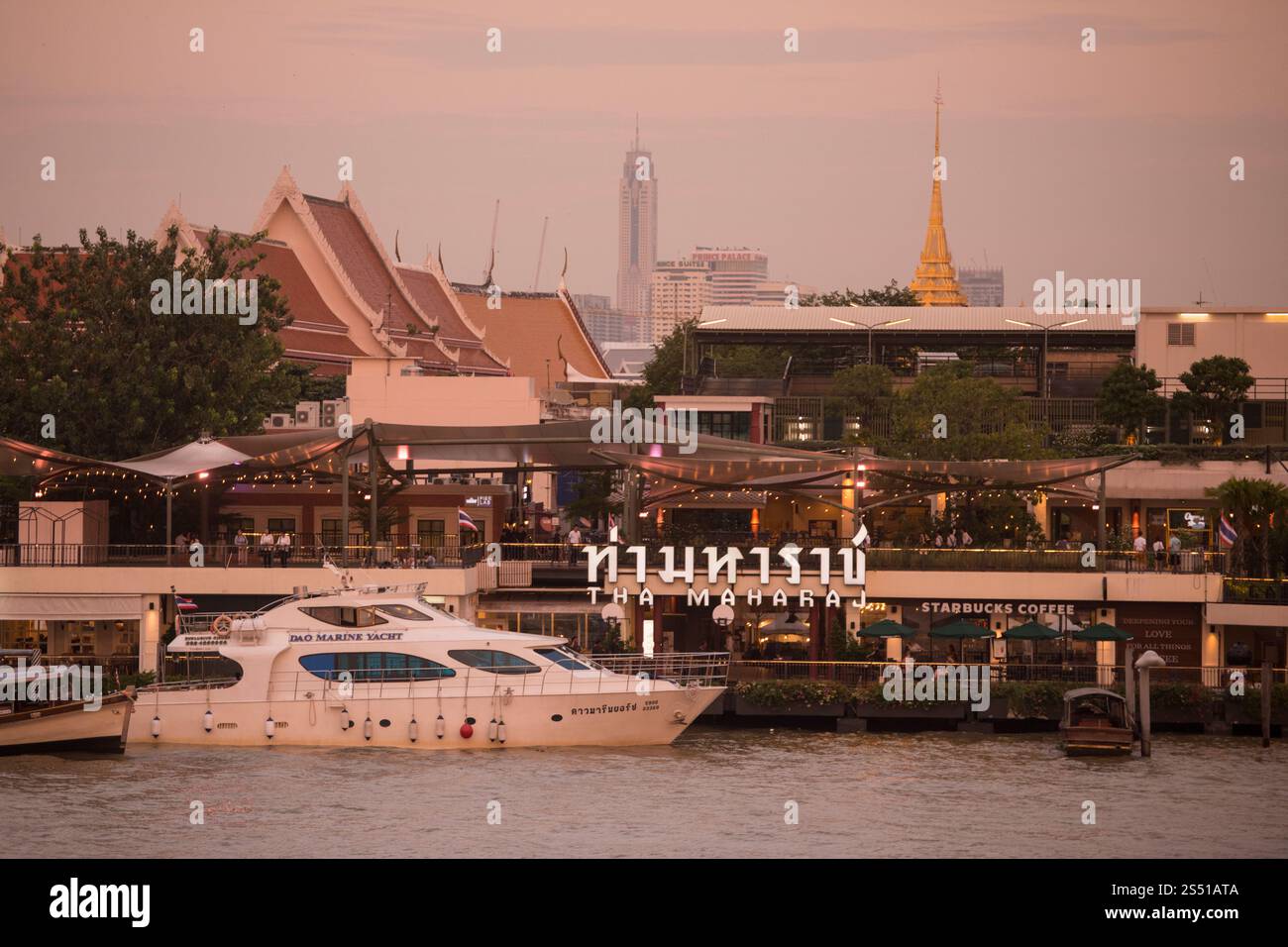 the Tha Maharaj at the chao phraya river in the city of Bangkok in ...