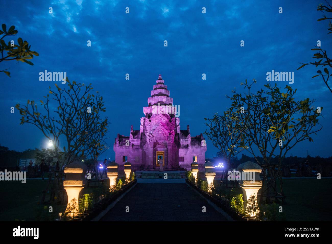the recreated Khmer Temple of Buriram Castle in the city of Buriram in ...