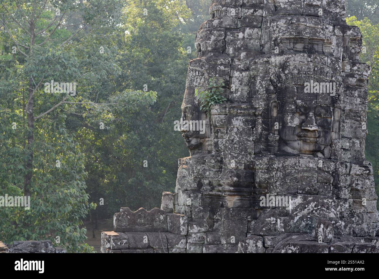 CAMBODIA SIEM REAP ANGKOR THOM BAYON TEMPLE. Stone face at the Bayon ...