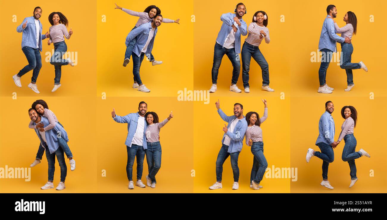 Happy couple celebrating love in a cheerful and vibrant collage Stock ...