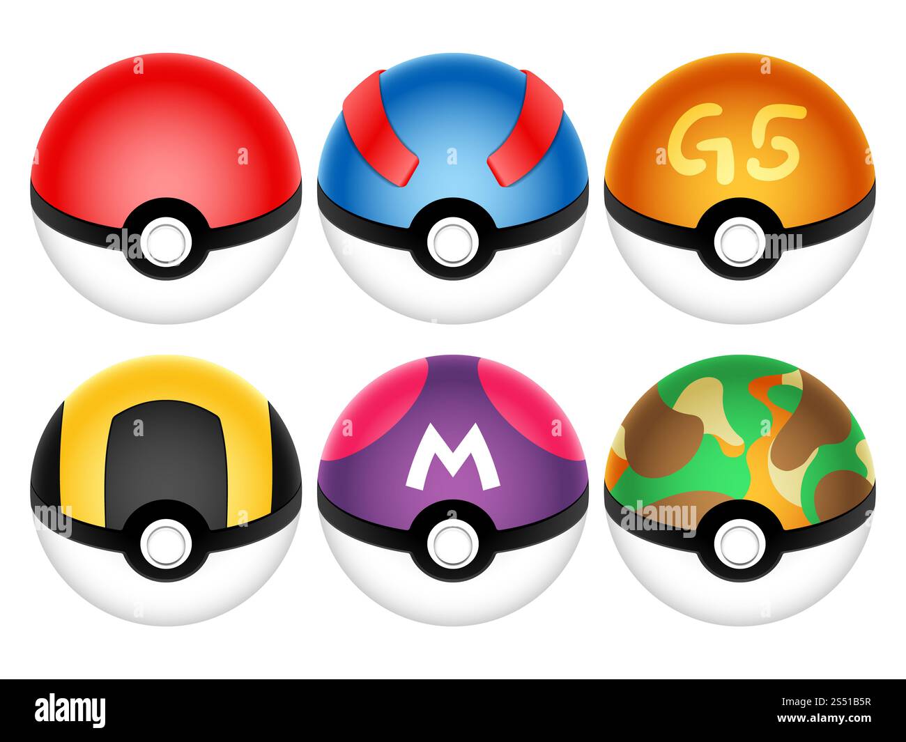 Go game balls vector set. Go game balls for monsters catching vector ...