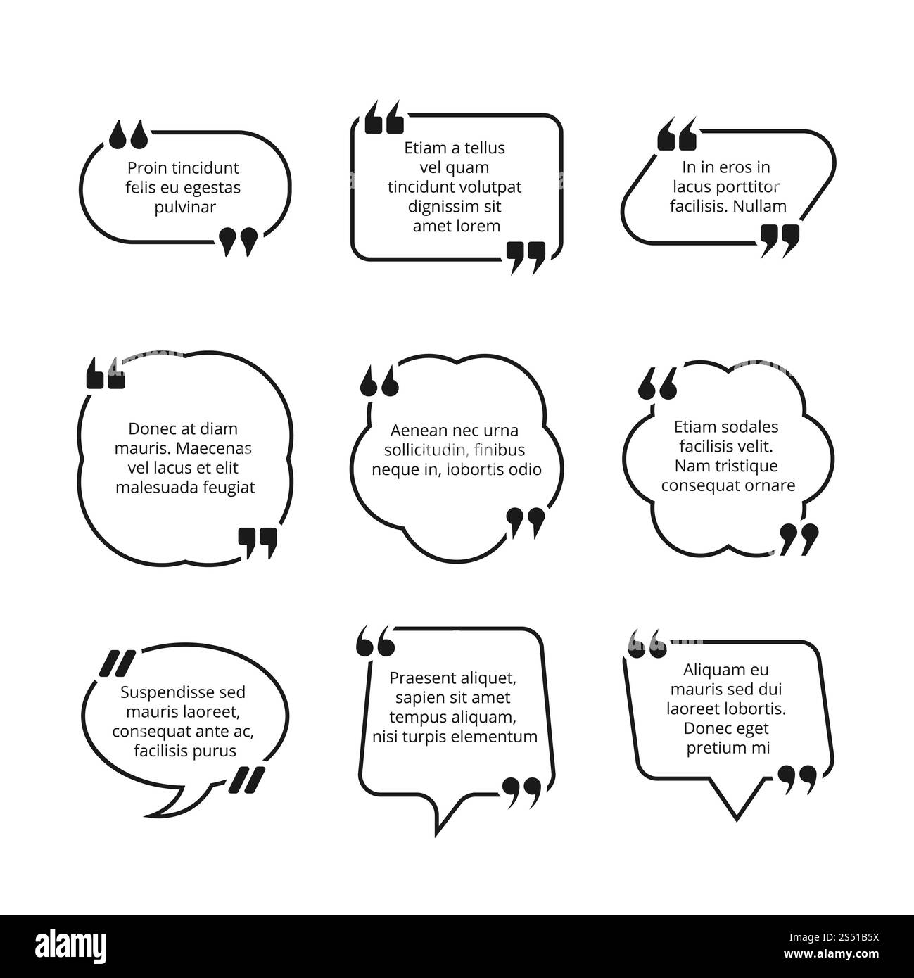 Quote text bubble set. Quote text bubble with commas vector templates ...