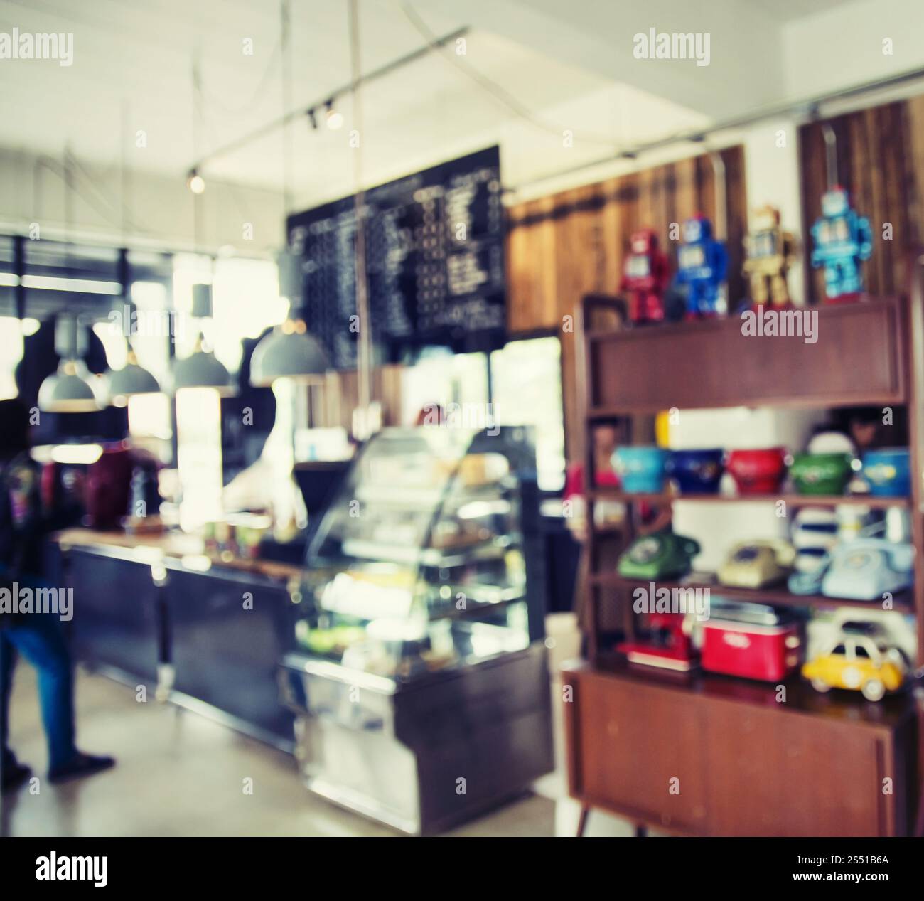 Cafe Coffee shop blur background with bokeh image Stock Photo - Alamy
