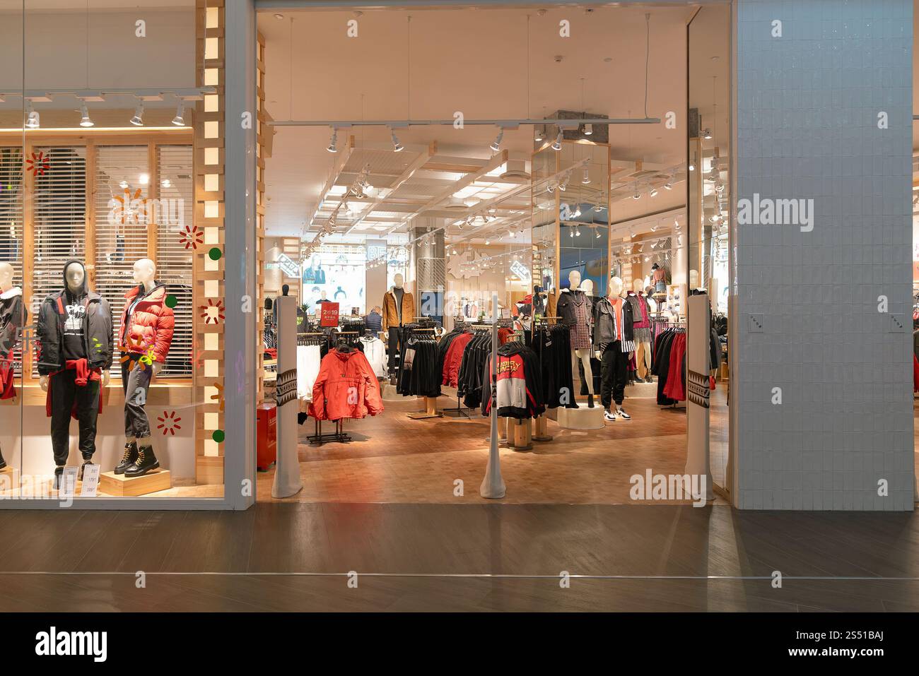 Shenzhen, China - February 06, 2019: entrance to a Pull and Bear store ...