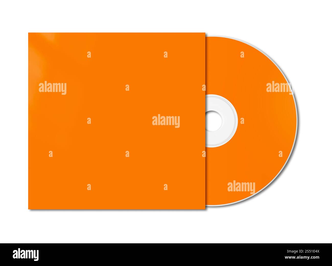 Orange CD - DVD and cover mockup template isolated on white. Orange CD ...