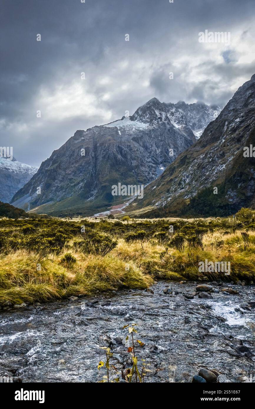 River in Fiordland national park, New Zealand southland. River in ...