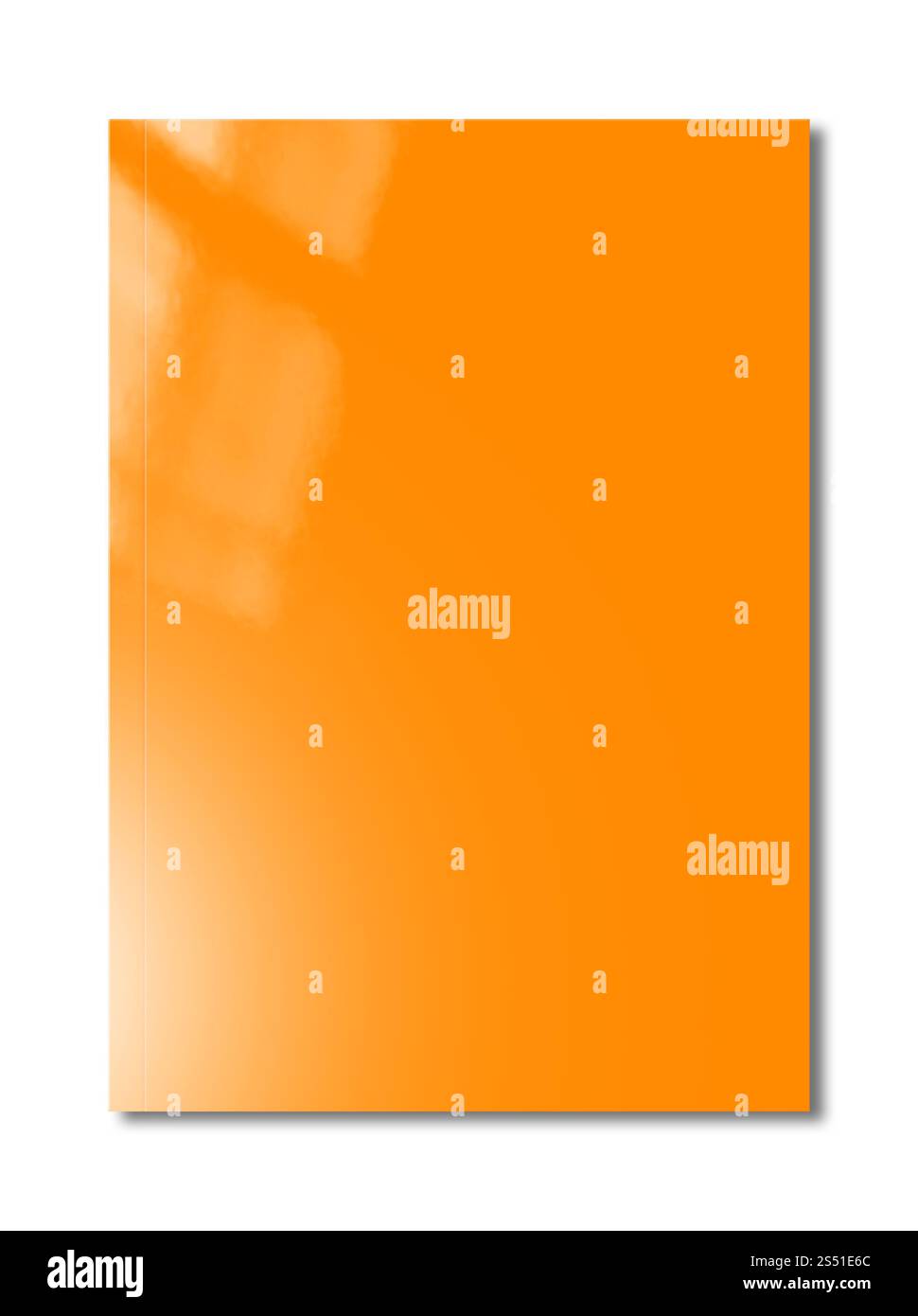 Orange booklet cover isolated on white background, mockup template ...