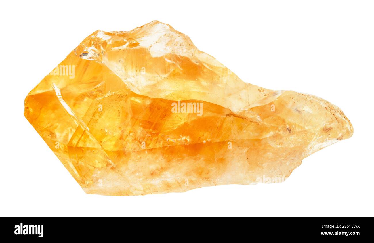 raw crystal of Citrine gemstone isolated. macro shooting of natural ...