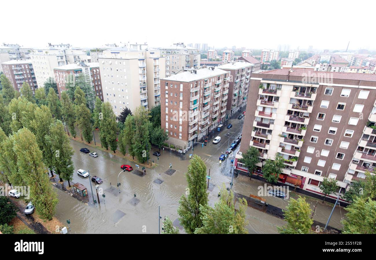 Milan, Italy - September 05, 2024: view of flooding in Milan caused by ...