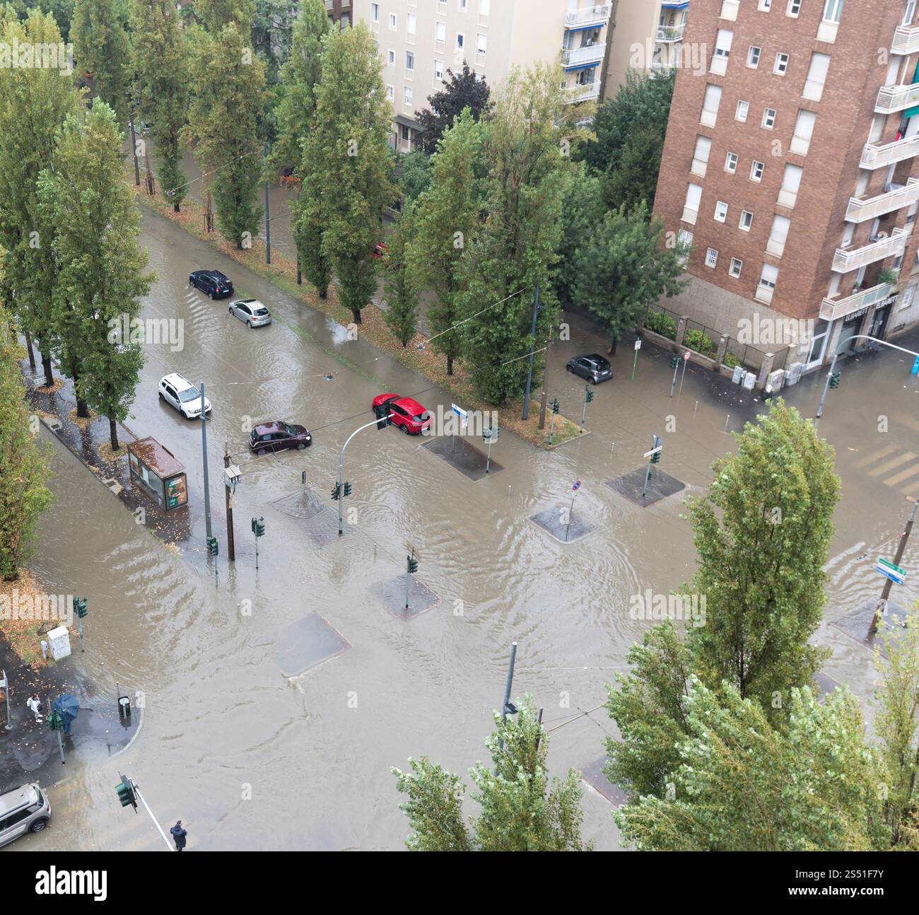 Milan, Italy - September 05, 2024: view of flooding in Milan caused by ...