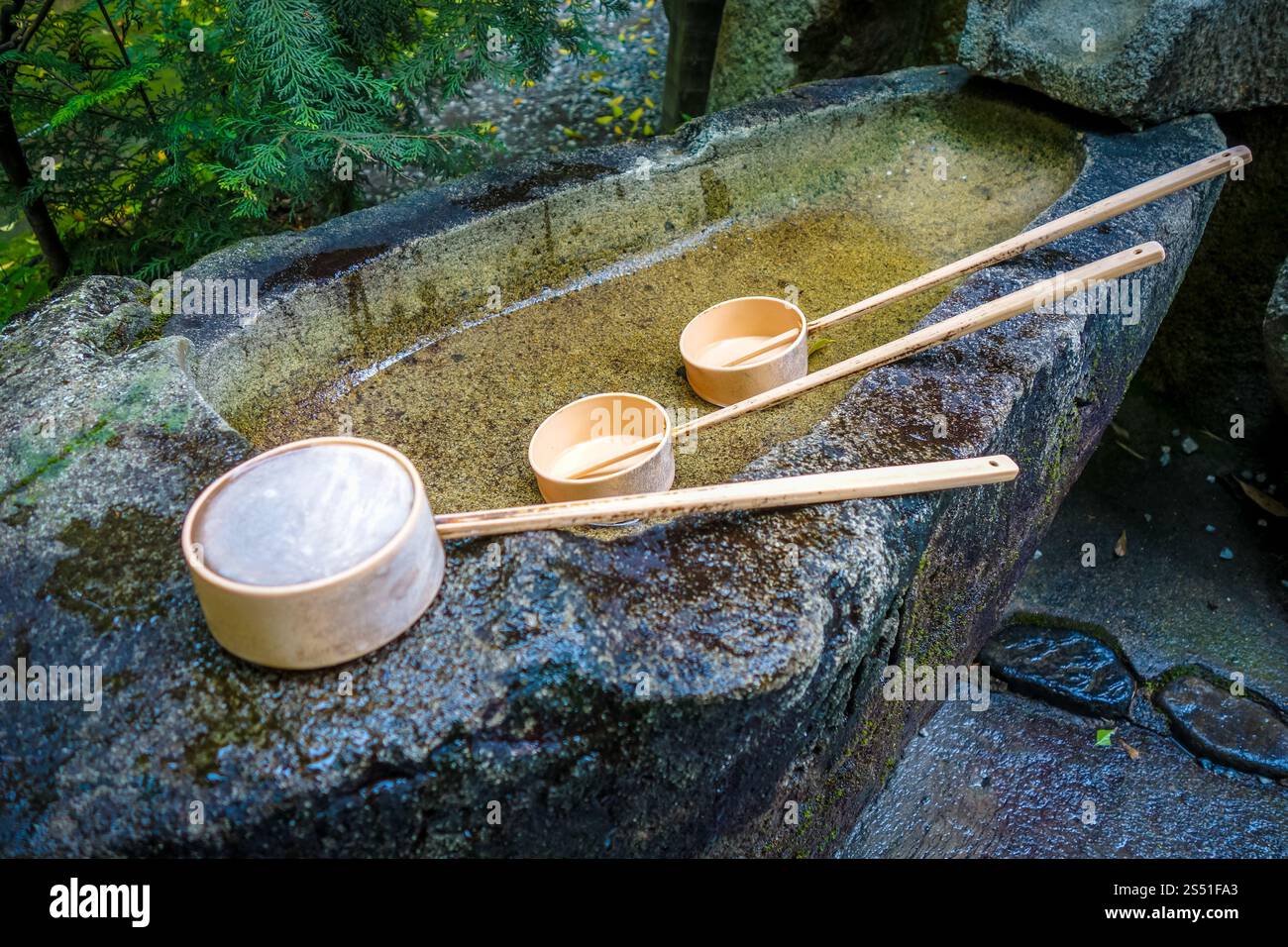 Purification fountain at a Shrine in Arashiyama, Kyoto, Japan ...