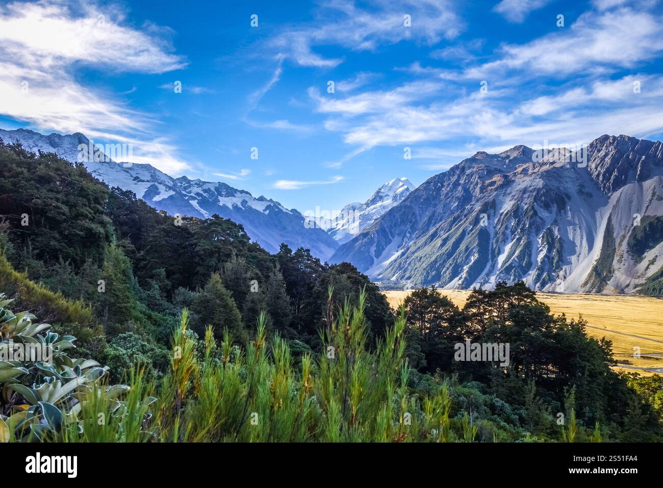 Aoraki Mount Cook mountain landscape, New Zealand. Aoraki Mount Cook, New Zealand Stock Photo ...