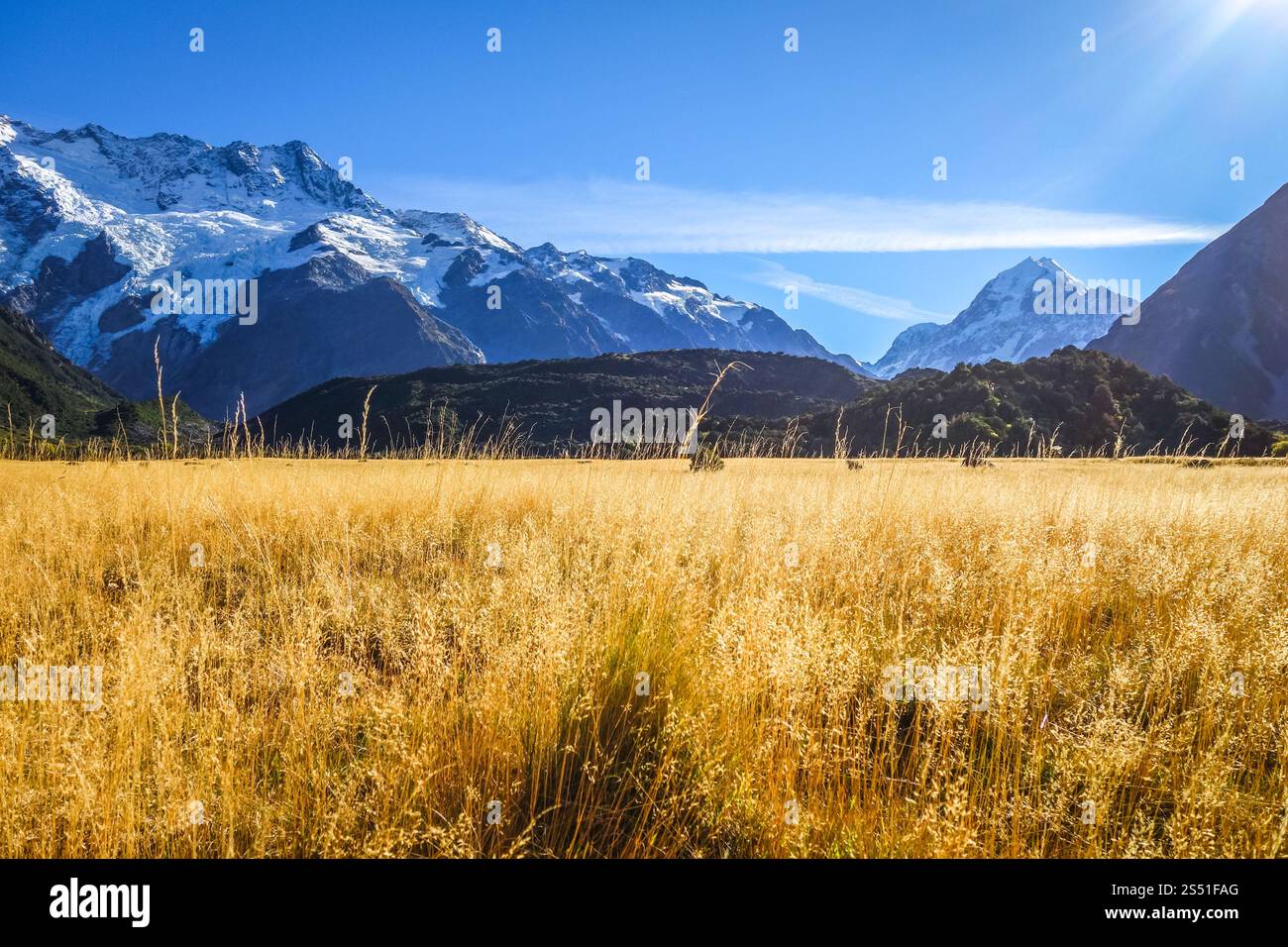 Aoraki Mount Cook mountain landscape, New Zealand. Aoraki Mount Cook, New Zealand Stock Photo ...