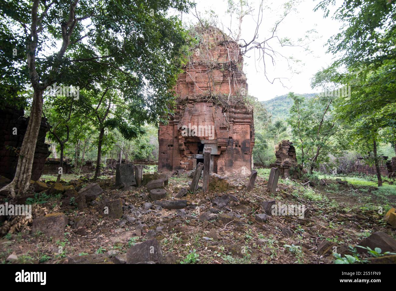 the Khmer Temple of Prasat Neak Buos east of the Town of Sra Em north of the city Preah Vihear ...