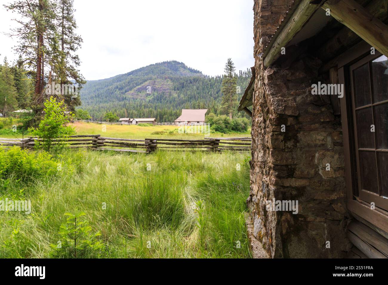 Rustic Cabin View Over Scenic Meadow and Mountain Landscape, Red's ...