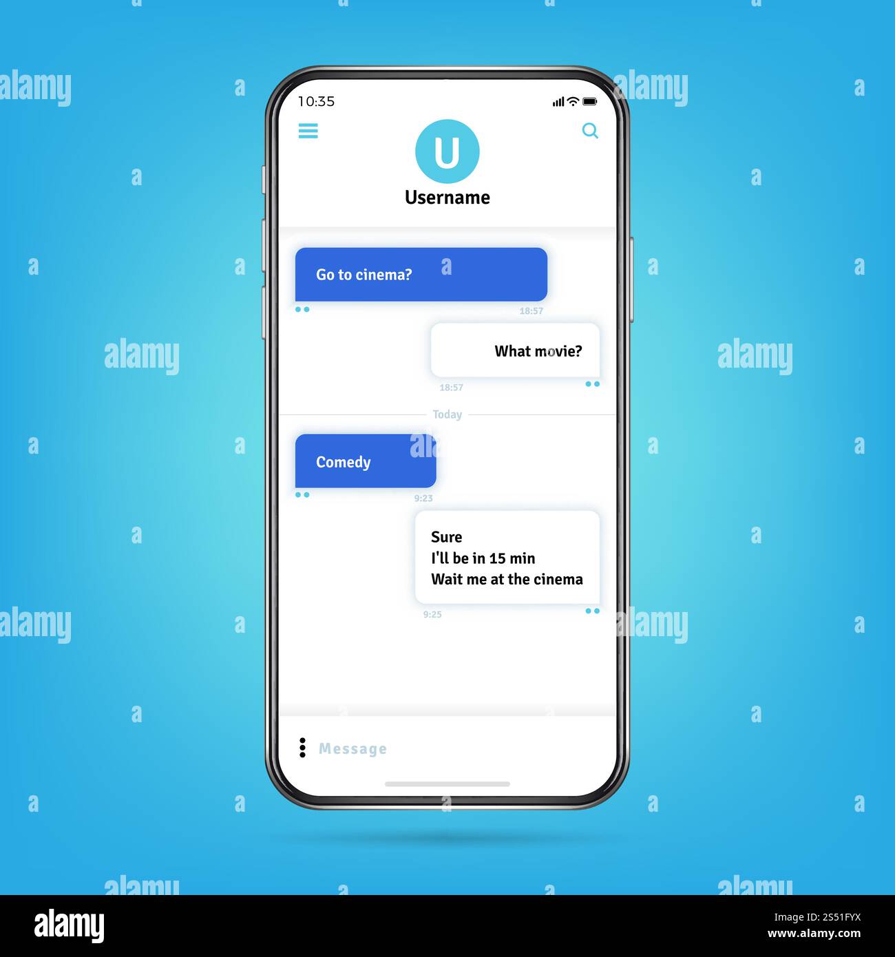 Messenger like whatsapp with bubble frames for messages on smartphone ...