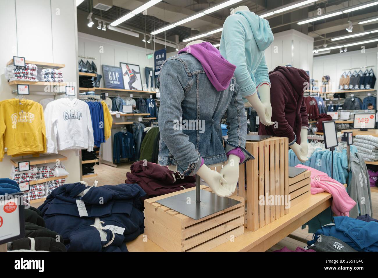 Shenzhen, China - February 06, 2019: dressed mannequins displayed ...