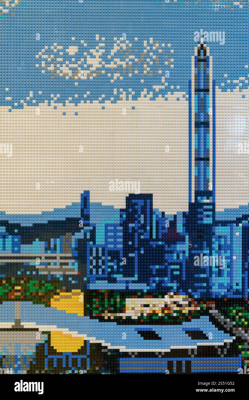 Shenzhen, China - February 06, 2019: close-up shot of a LEGO mosaic of ...