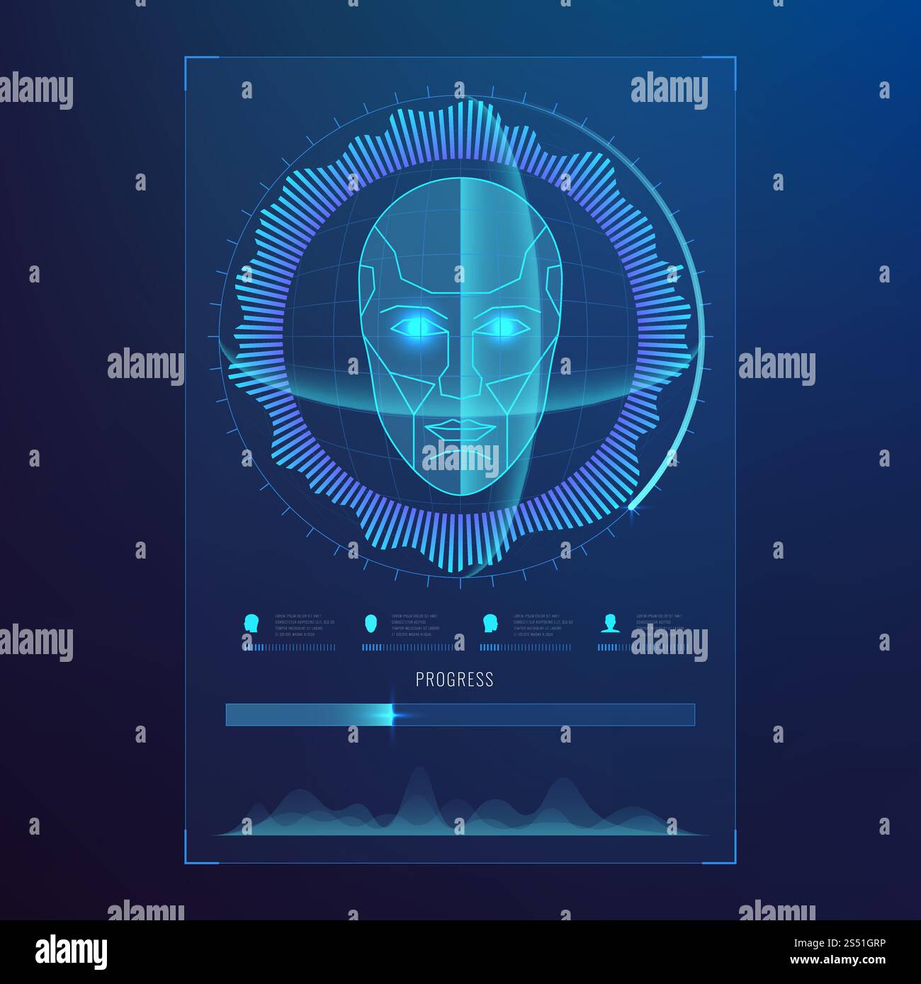 Face digital recognition, id faces biometric scanning to safe access ...