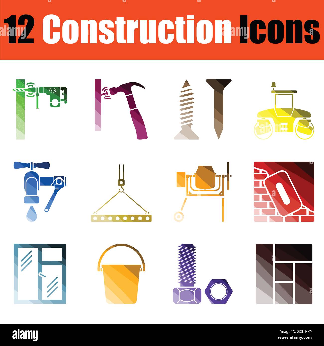 Set of Construction icons. Gradient color design. Vector illustration ...