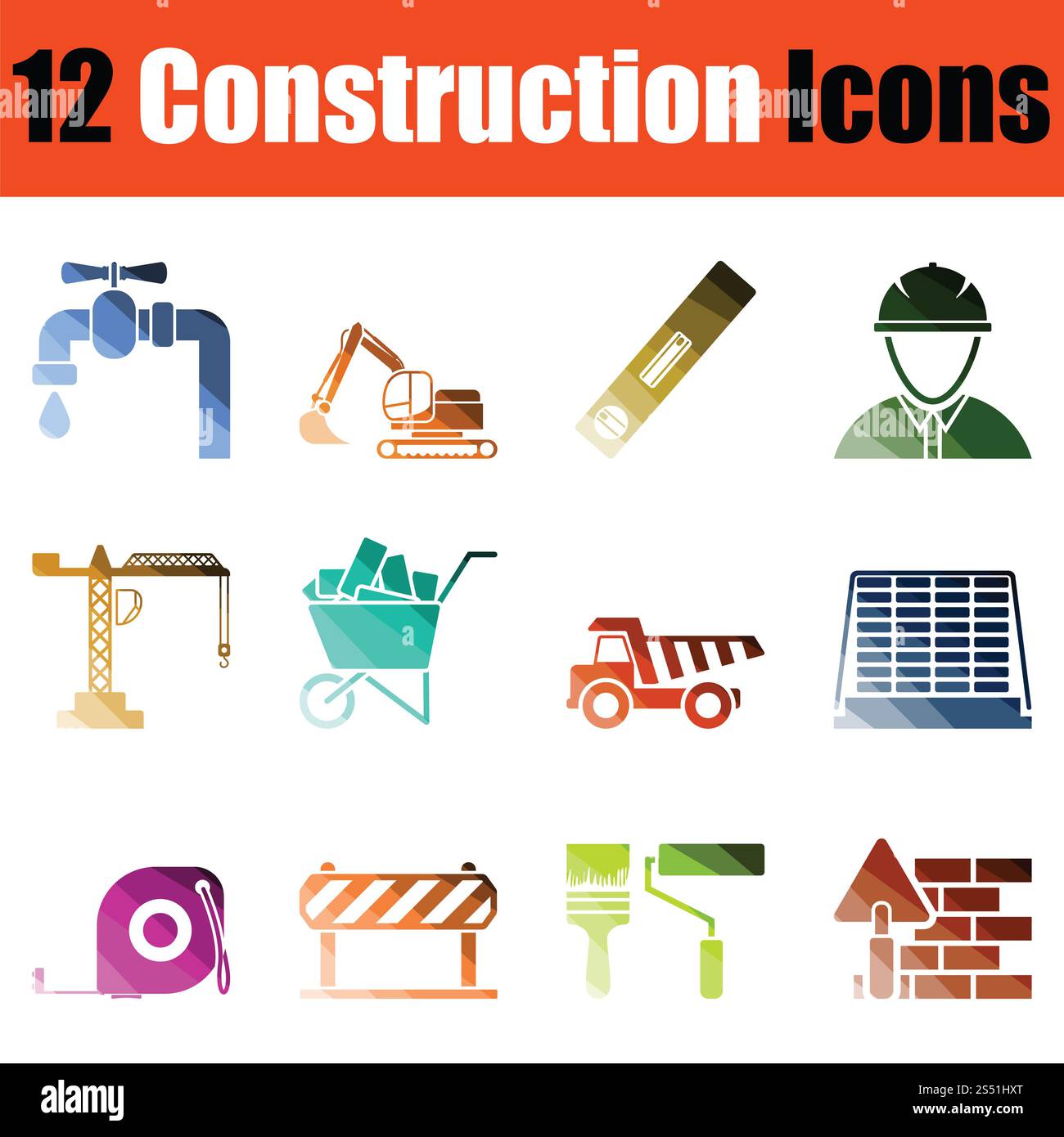 Set of Construction icons. Gradient color design. Vector illustration ...