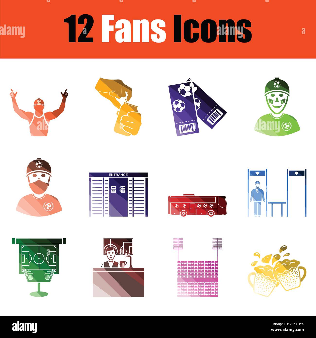 Set of soccer fans icons. Gradient color design. Vector illustration ...