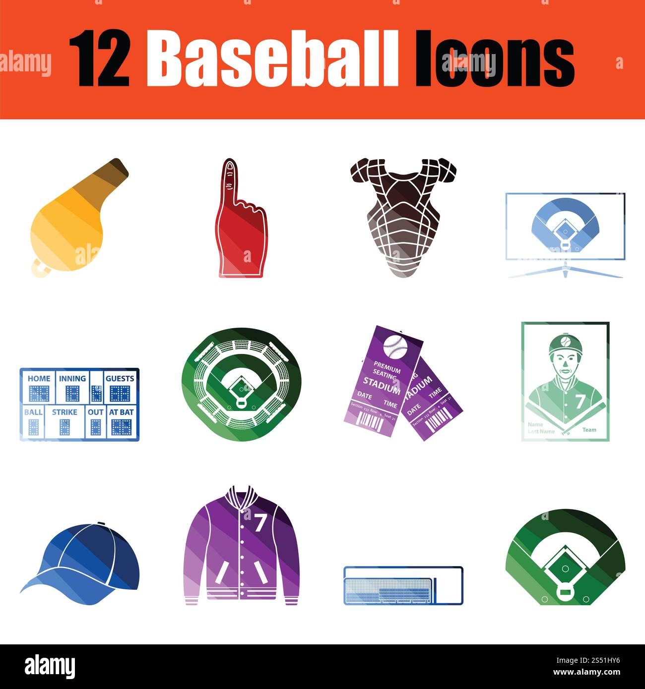 Set of Baseballl icons. Gradient color design. Vector illustration ...