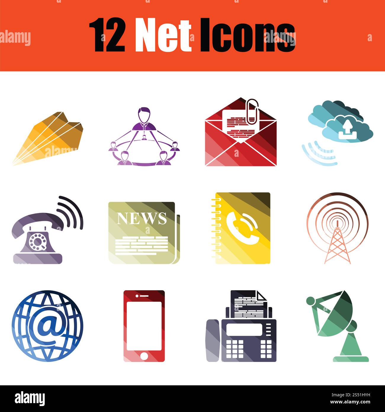 Set of communication icons. Gradient color design. Vector illustration ...