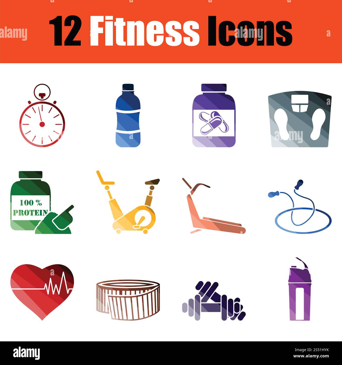 Set of Fitness icons. Gradient color design. Vector illustration Stock ...