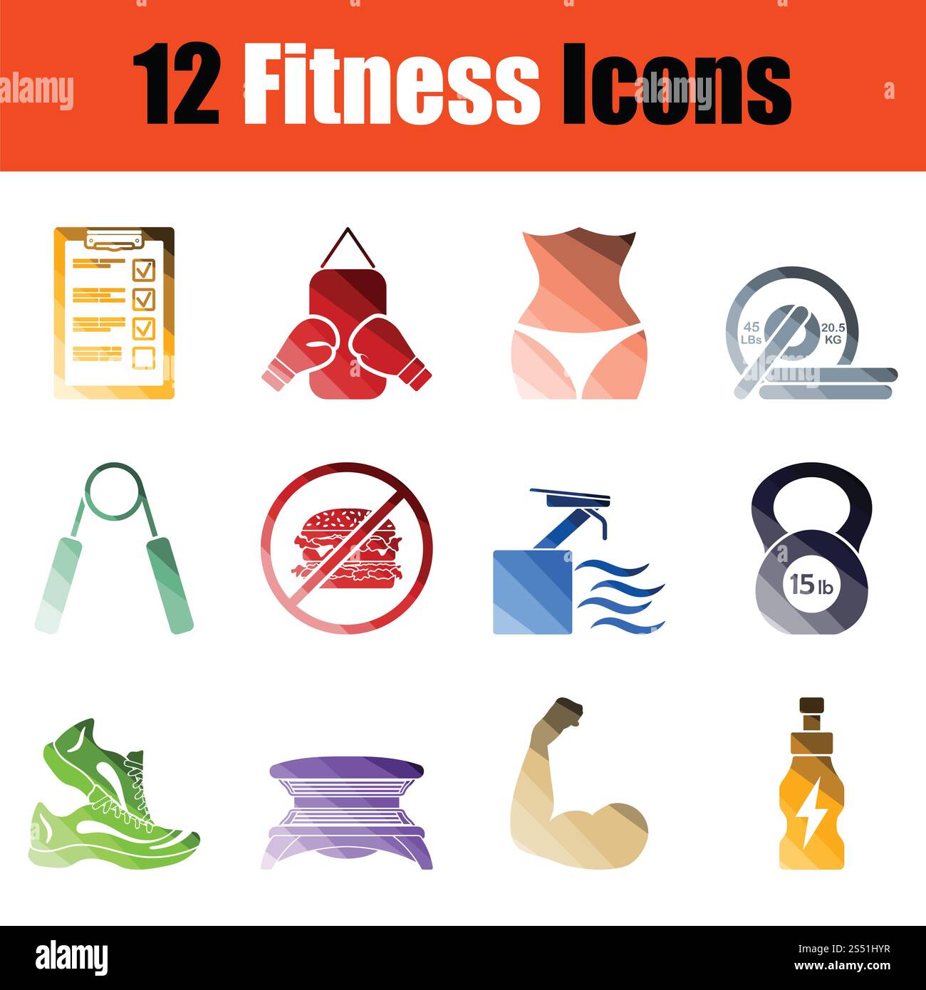 Set of Fitness icons. Gradient color design. Vector illustration Stock ...