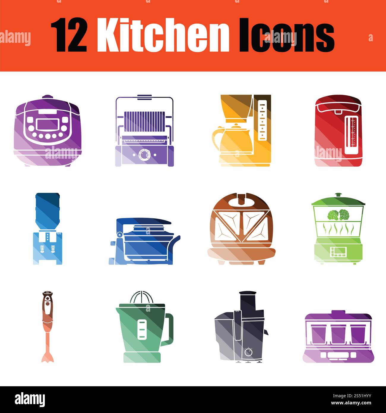 Set of kitchen icons. Gradient color design. Vector illustration Stock ...