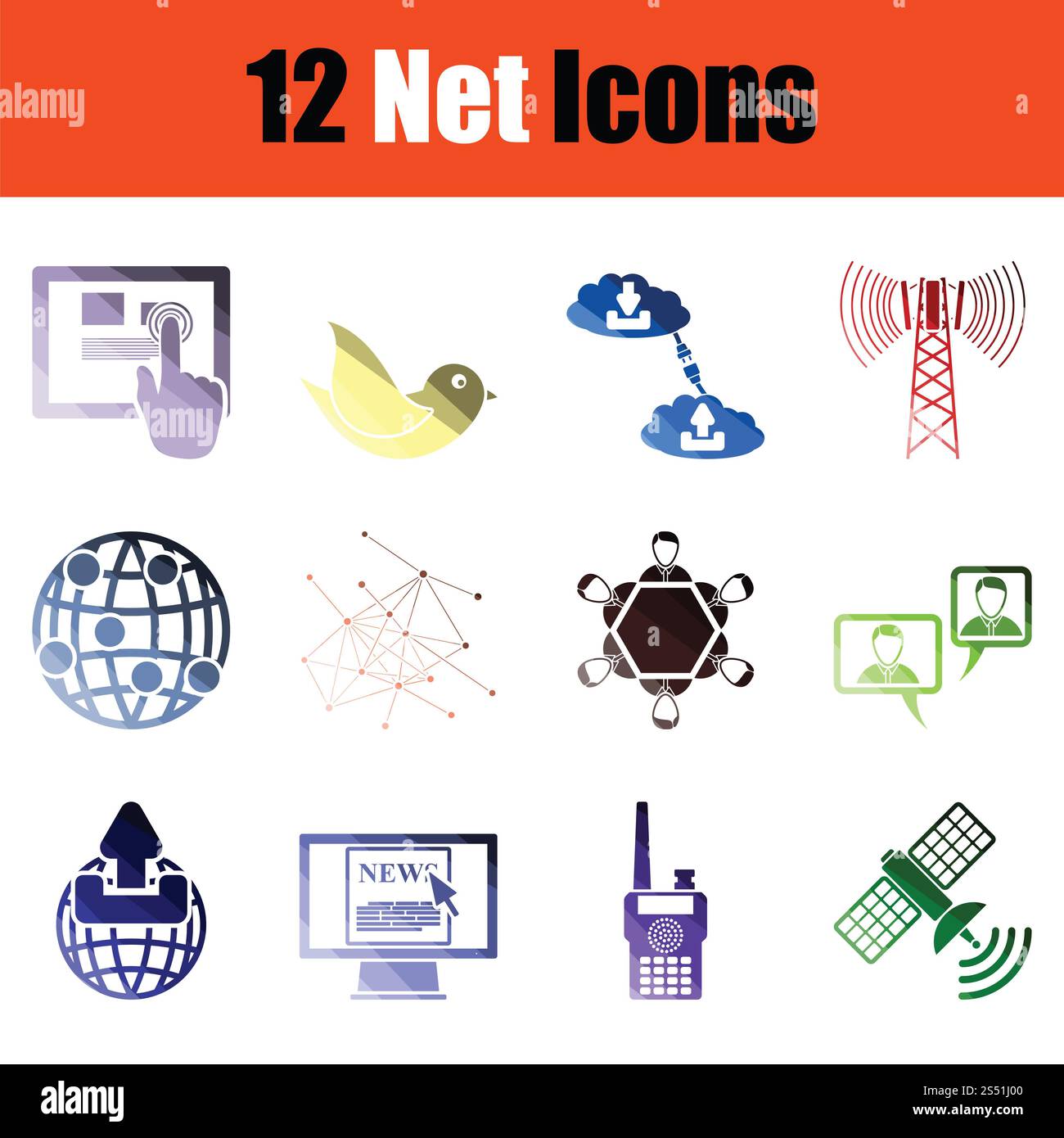 Set of communication icons. Gradient color design. Vector illustration ...
