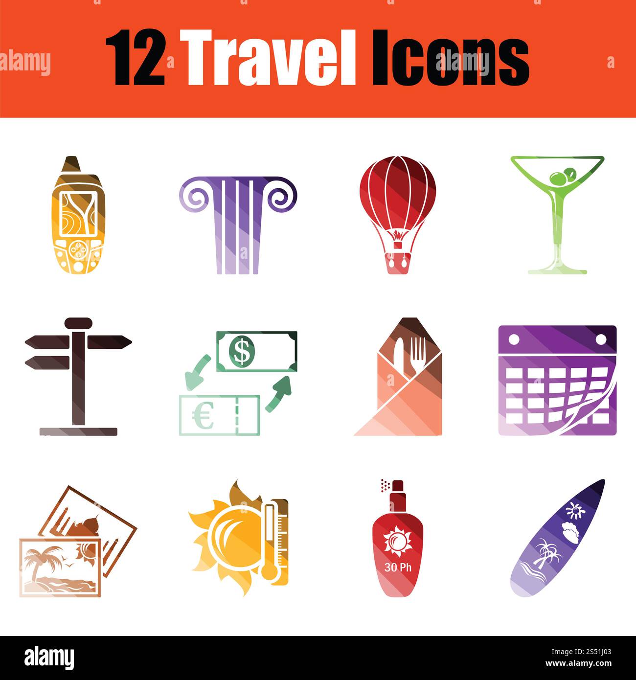 Set of Travel icons. Gradient color design. Vector illustration Stock ...