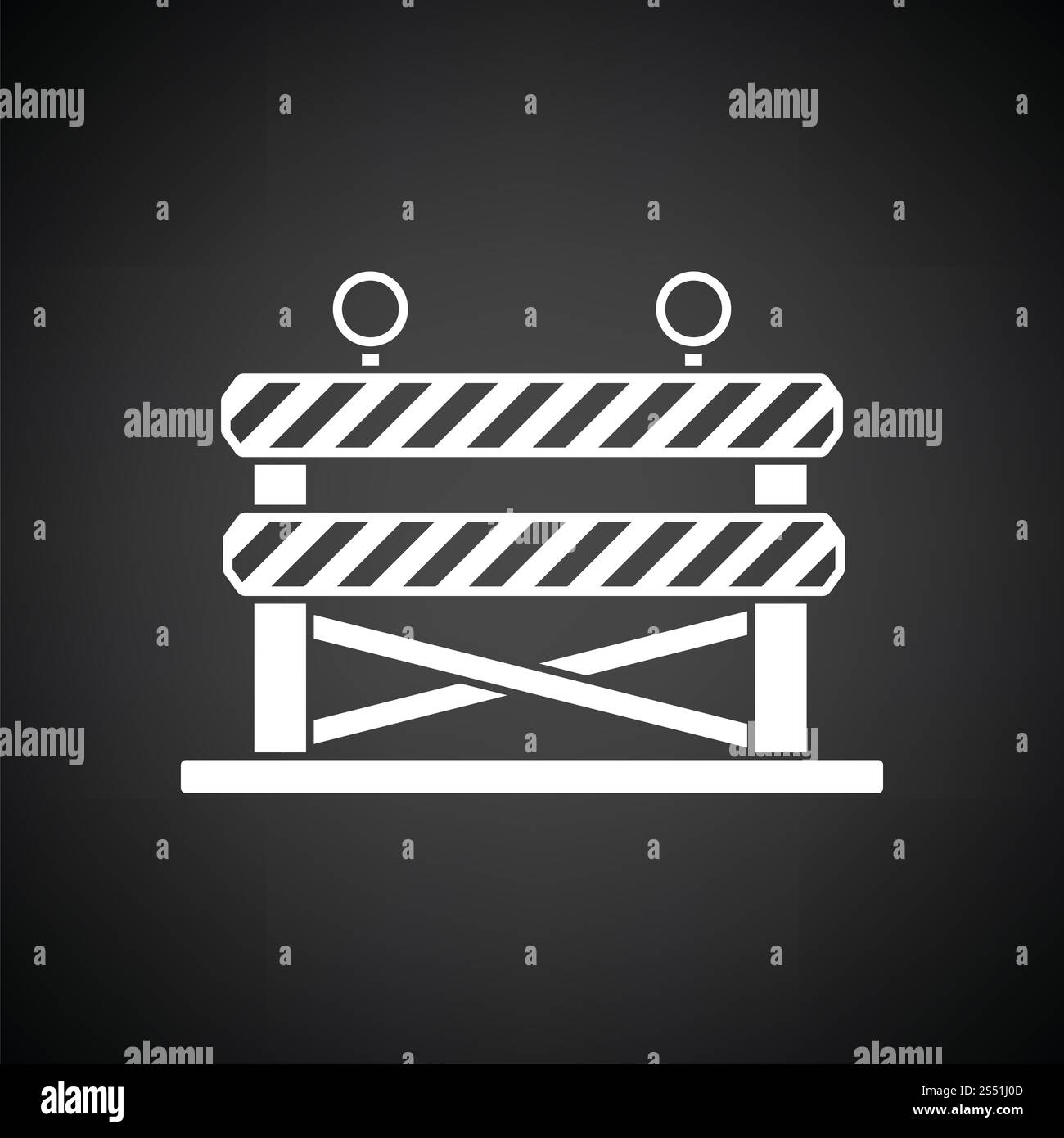 Icon of construction fence. Black background with white. Vector ...