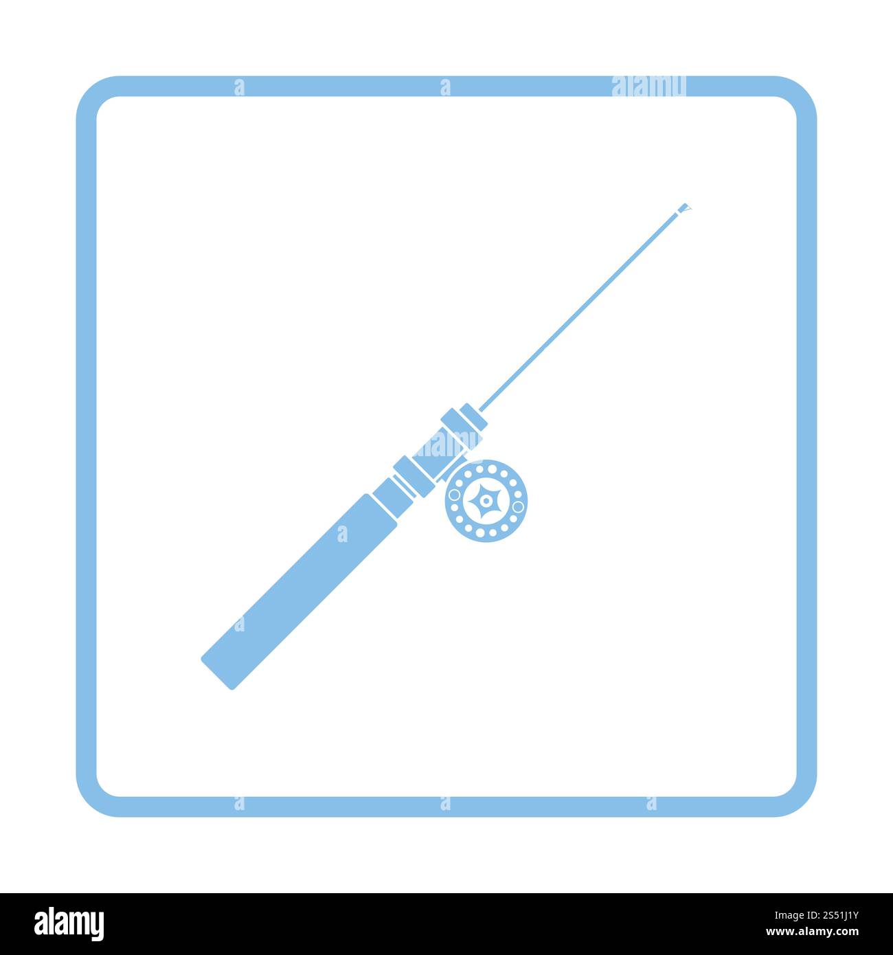 Icon of Fishing winter tackle . Blue frame design. Vector illustration ...