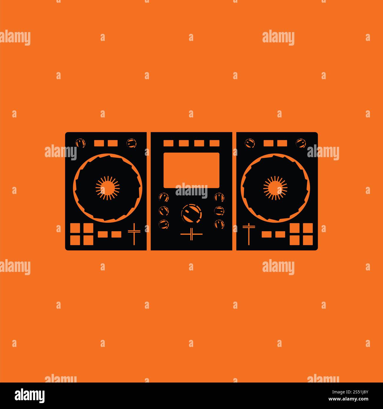 DJ icon. Orange background with black. Vector illustration Stock Photo ...