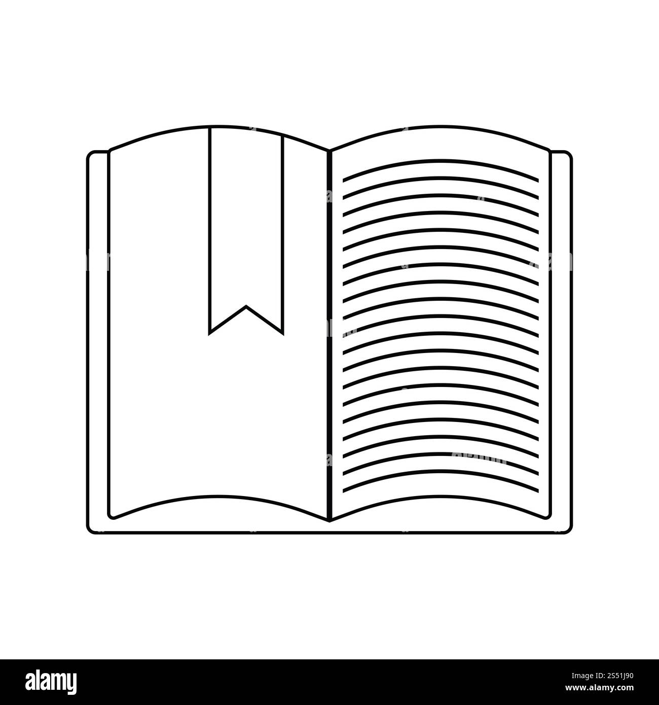 Open book with bookmark icon. Thin line design. Vector illustration ...