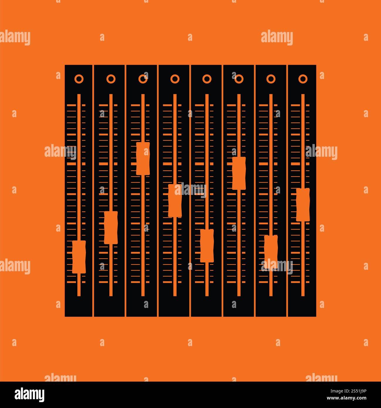 Music equalizer icon. Orange background with black. Vector illustration ...