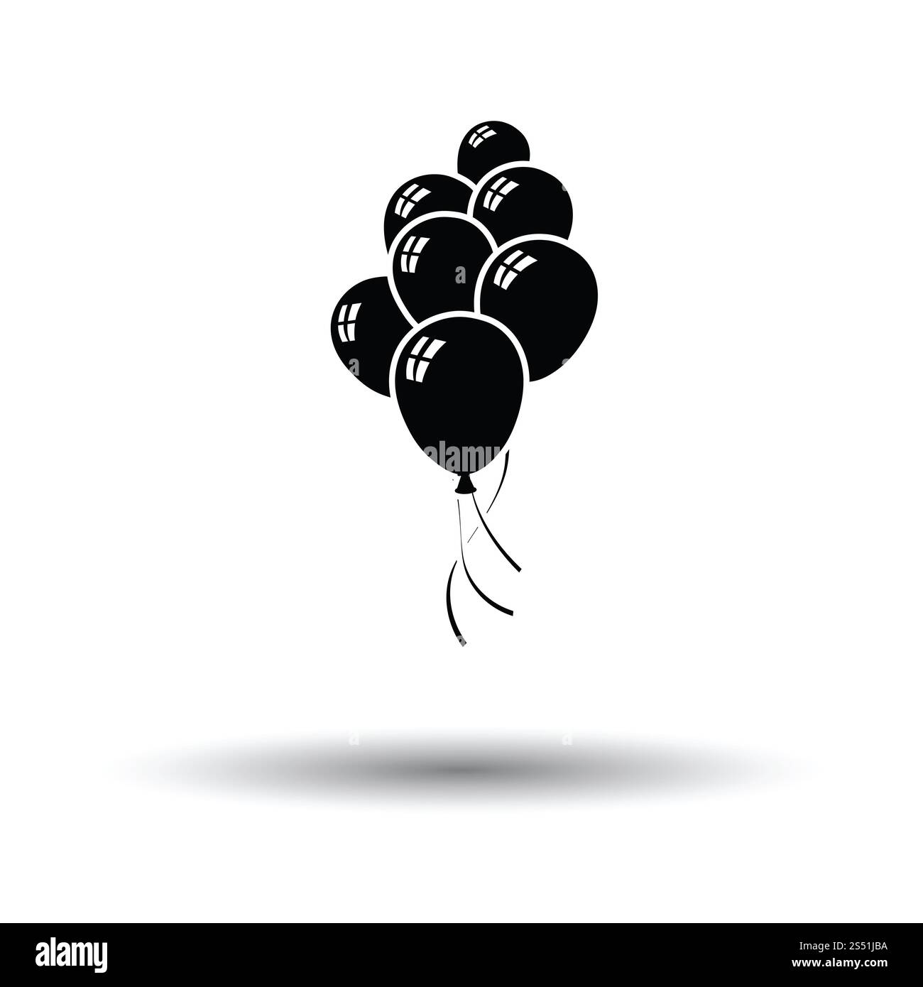 Party balloons and stars icon. White background with shadow design ...