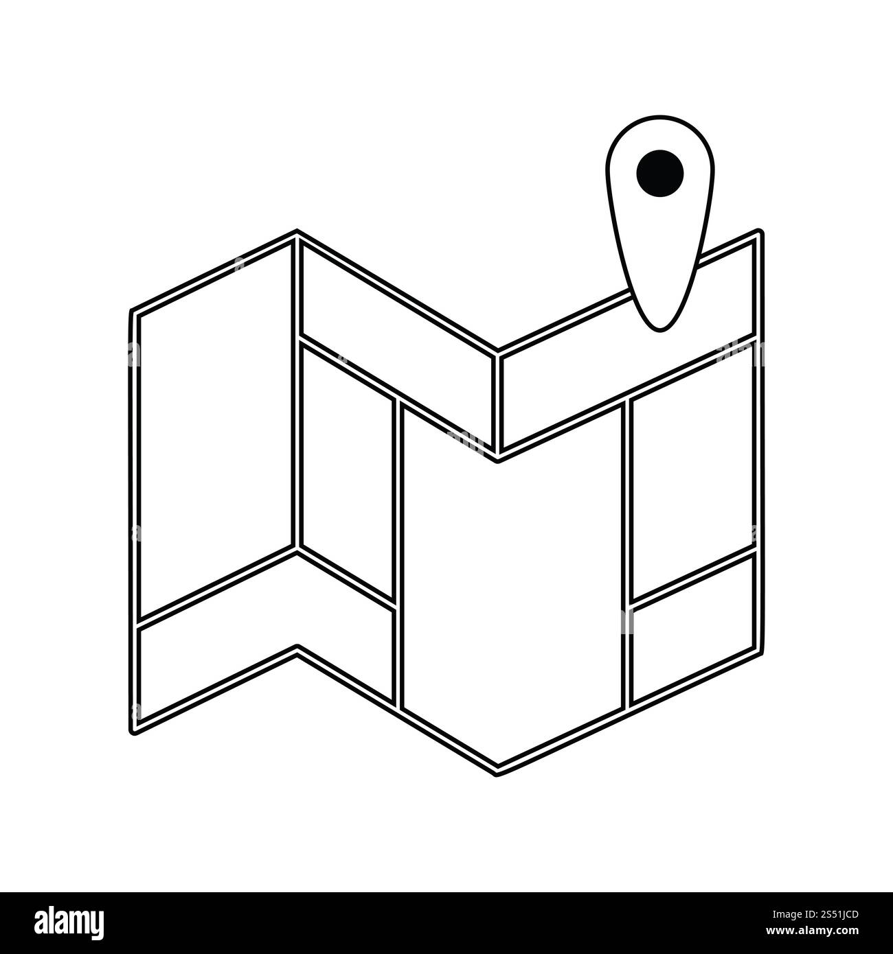 Icon of navigation map scheme. Thin line design. Vector illustration Stock Photo - Alamy