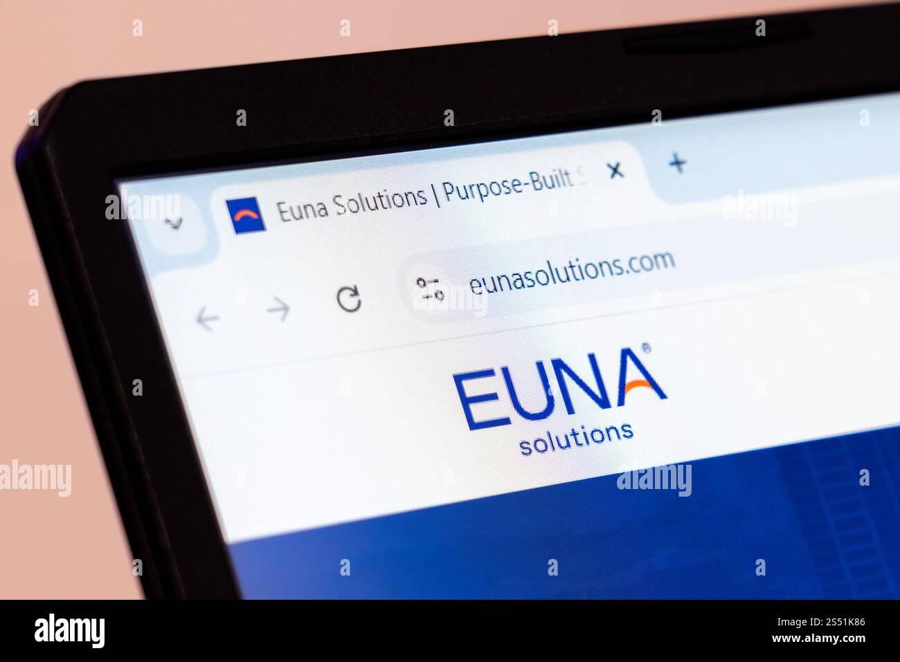 New York, USA - January 10, 2025: Euna Solutions technology and software company website ...