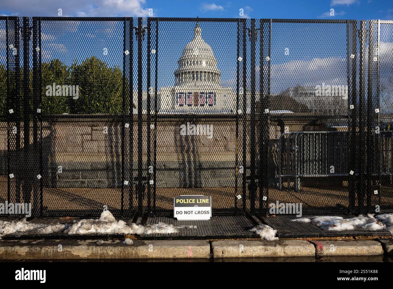 A temporary security fence is seen near the U.S. Capitol building ahead ...