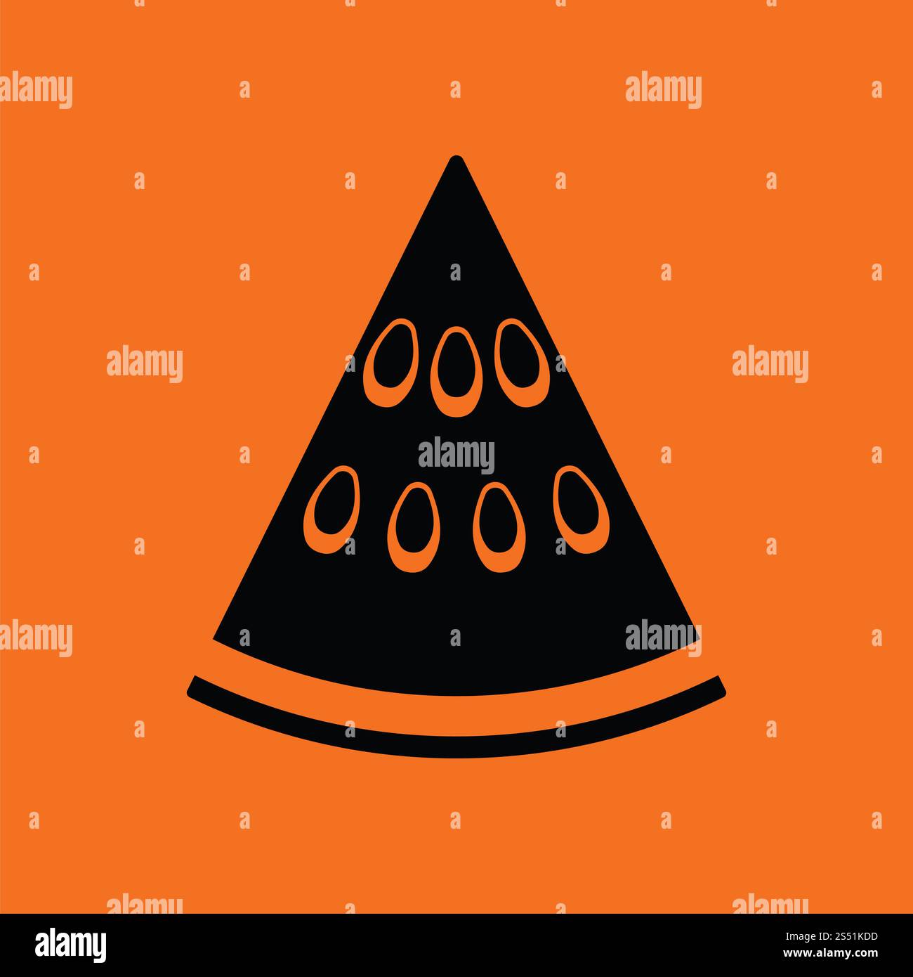 Icon of Watermelon. Orange background with black. Vector illustration ...