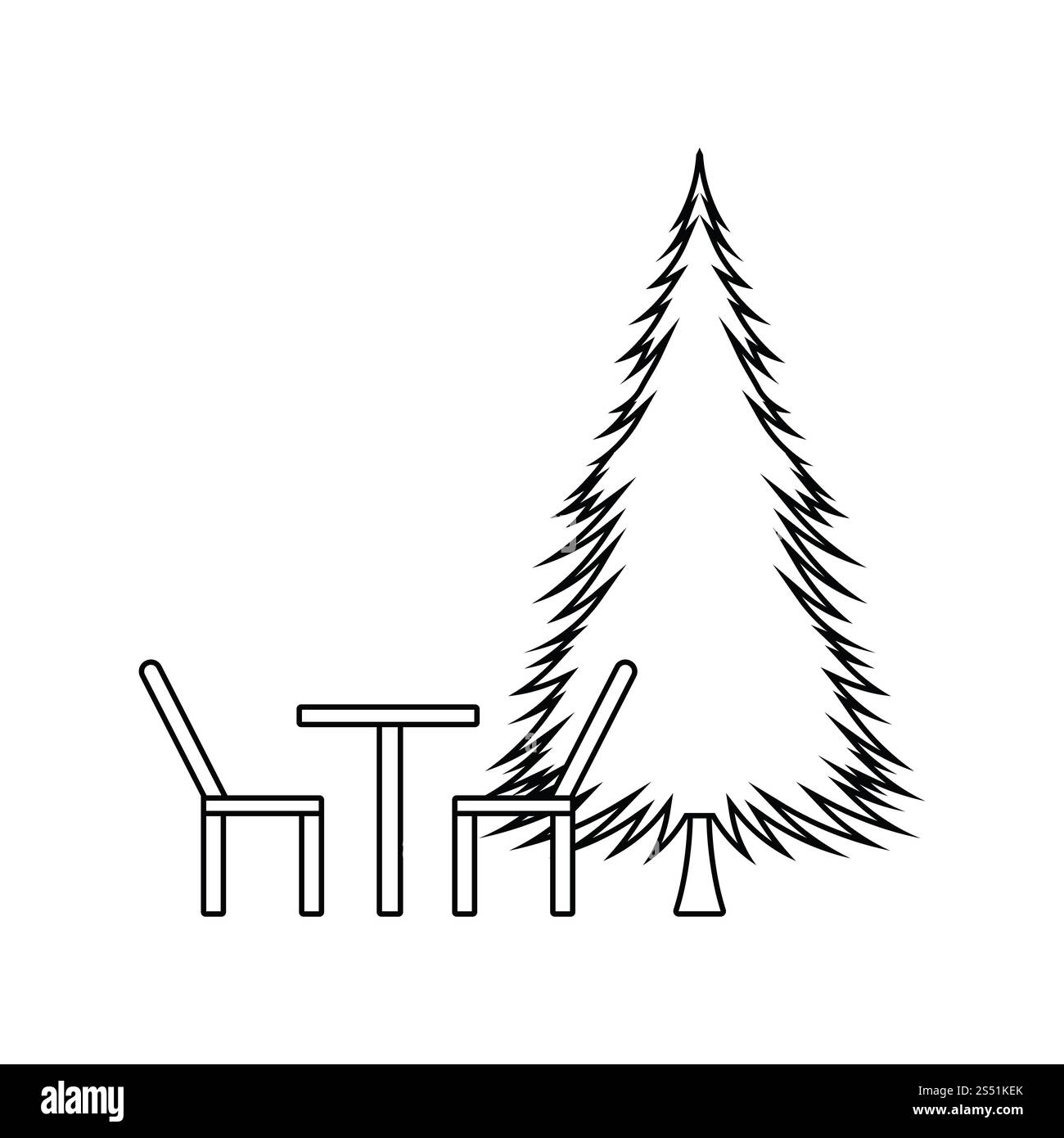 Icon of park seat and pine tree . Thin line design. Vector illustration ...