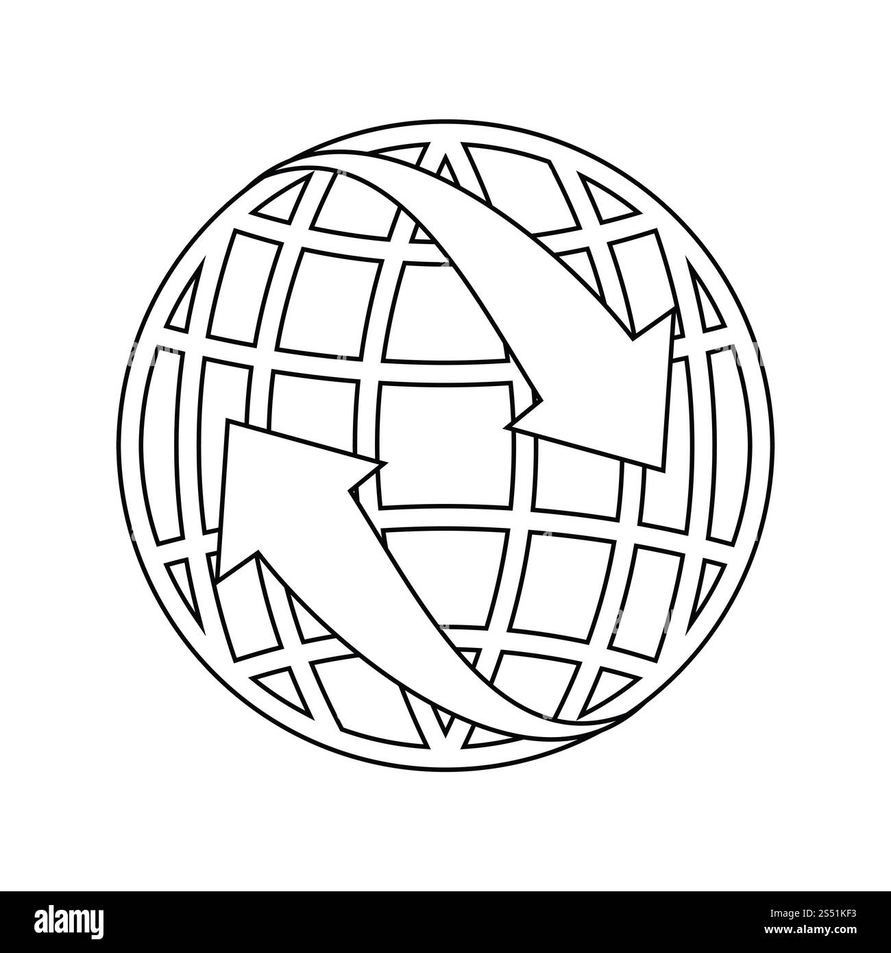 Icon of Globe with arrows. Thin line design. Vector illustration Stock ...
