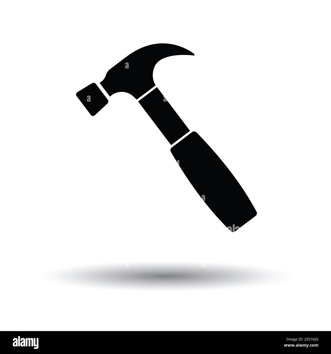 Hammer icon. White background with shadow design. Vector illustration ...